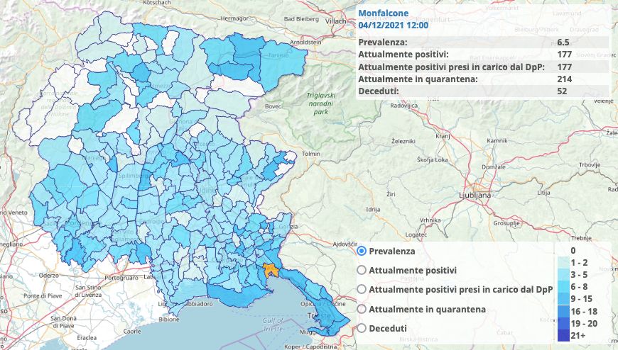 La mappa dei contagi, a Monfalcone il dato più alto della provincia ...